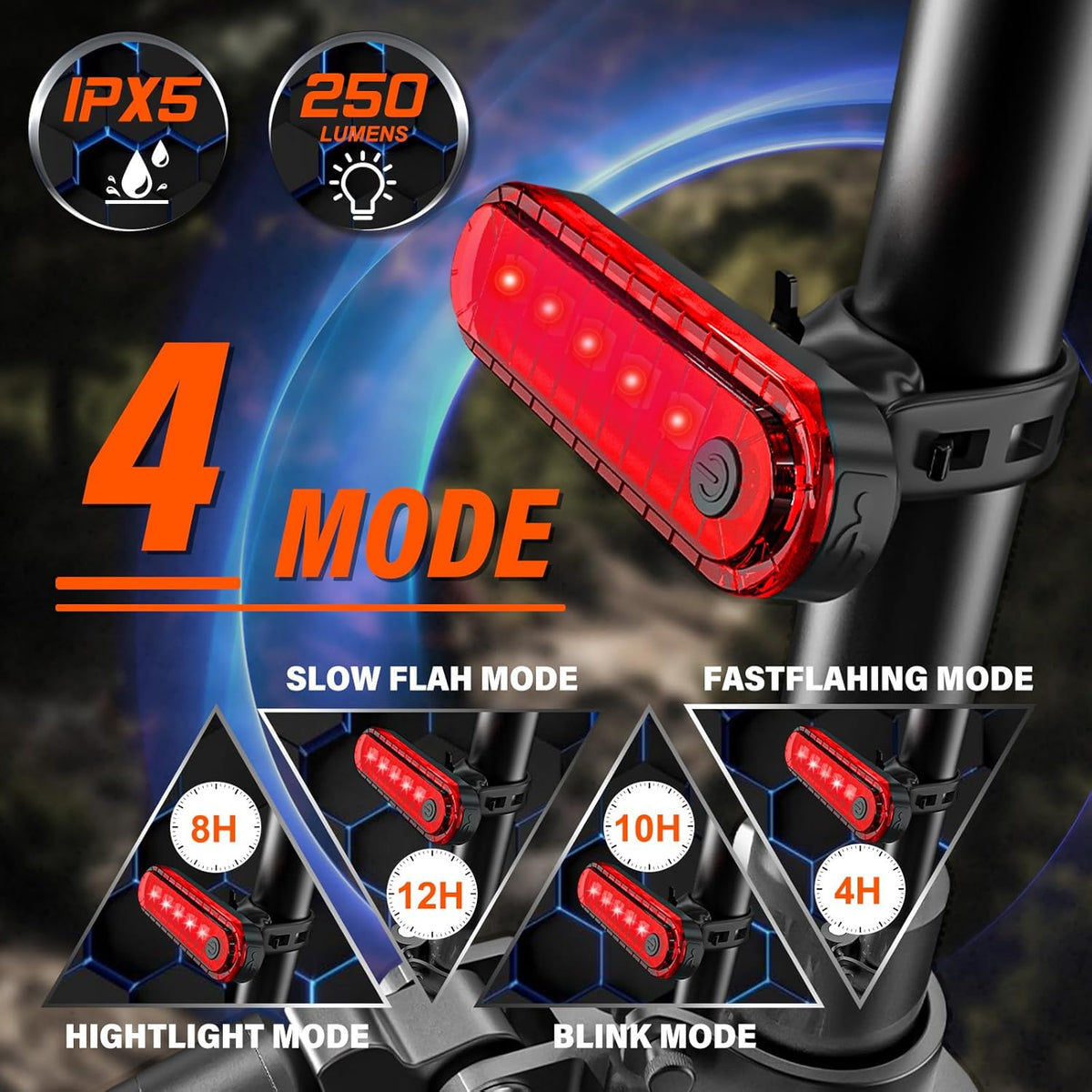 Rechargeable Bike Lights Front and Back, LED Ultra Bright Bicycle Ligh ...